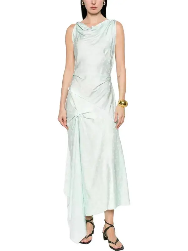 Victoria Beckham Cowl-neck Drape-detail Midi Dress - Green