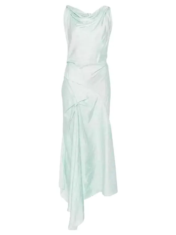 Victoria Beckham Cowl-neck Drape-detail Midi Dress - Green