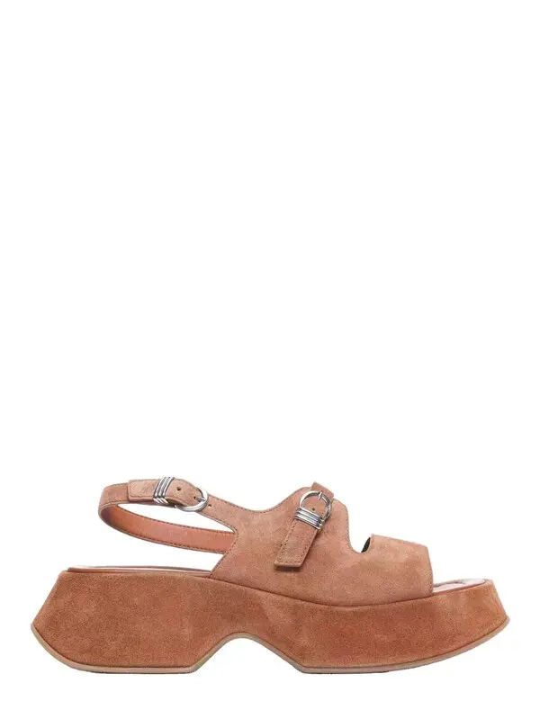 VIC MATIE 60mm Leather Platform Sandals - Brown