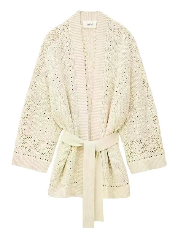 Ba&sh Perine Crochet Belted Cardigan - Neutrals