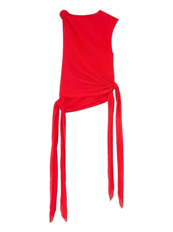 GANNI Knot-detail Asymmetric Tank Top - Red