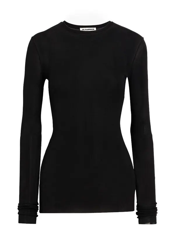 JIL SANDER Silk-jersey Top - Black