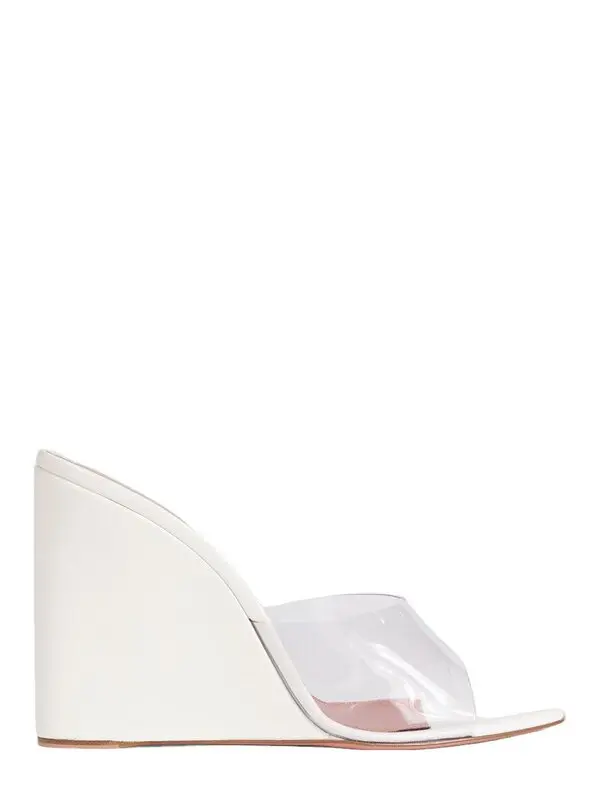 Amina Muaddi Lupita Leather And Pvc Wedge Mules - Clear
