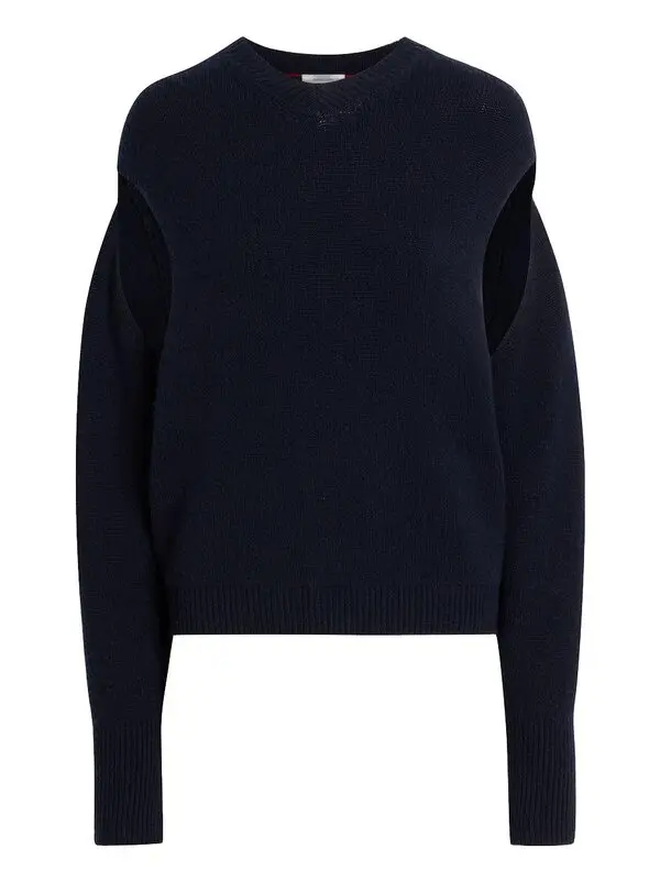 FERRAGAMO Cutout Cashmere-blend Sweater - Navy