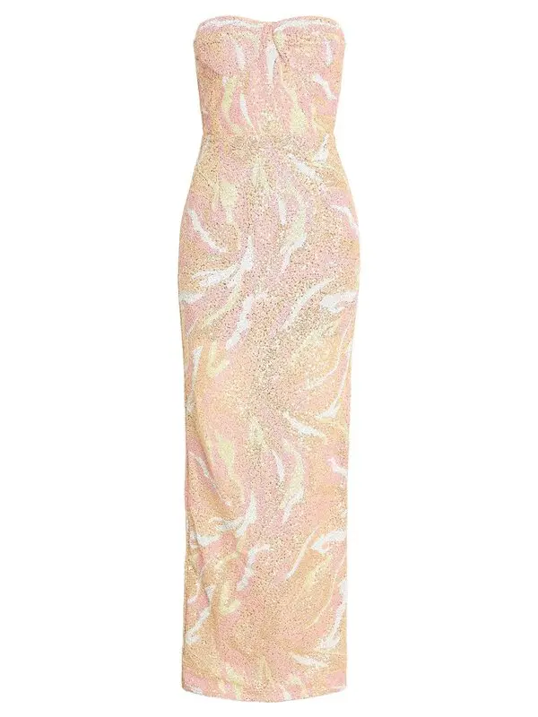 BRONX AND BRONCO Dahlia Strapless Sequined Tulle Gown - Baby Pink