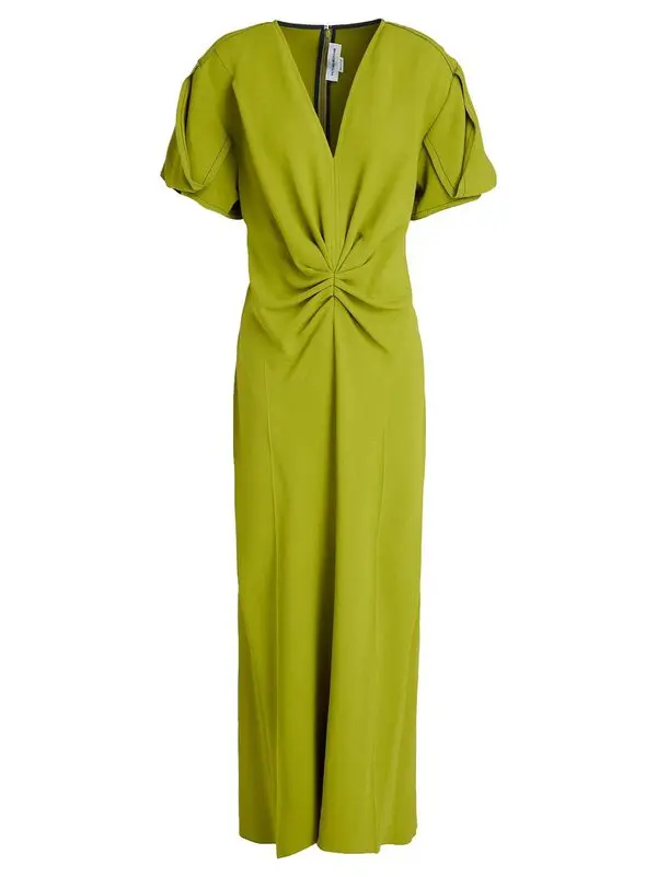 Victoria Beckham Gathered Cady Midi Dress - Leaf Green