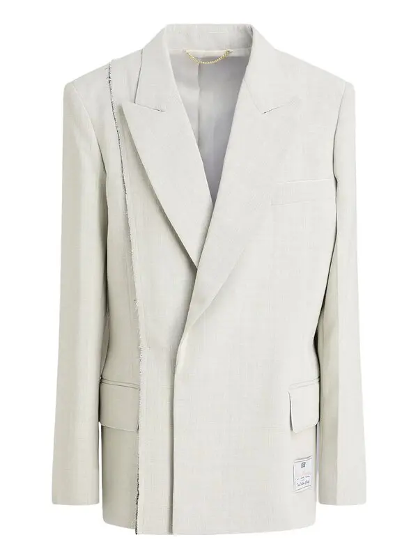 Victoria Beckham Frayed Wool-blend Blazer - Stone