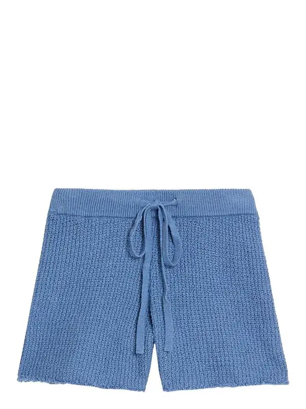 THE ELDER STATESMAN Nora Lite Bouclé-knit Cotton Shorts - Blue