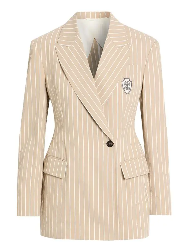 Brunello Cucinelli Striped Cotton And Silk-blend Blazer - Sand