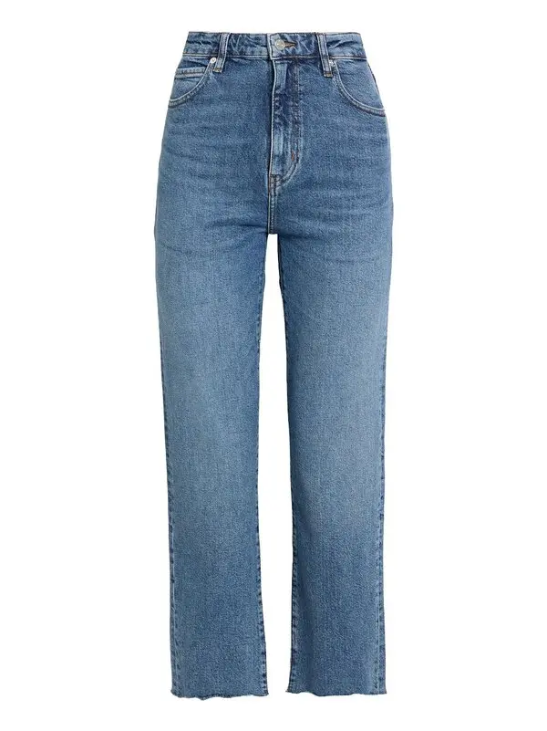 FRAME The Ruler Cropped High-rise Straight-leg Jeans - Mid Denim