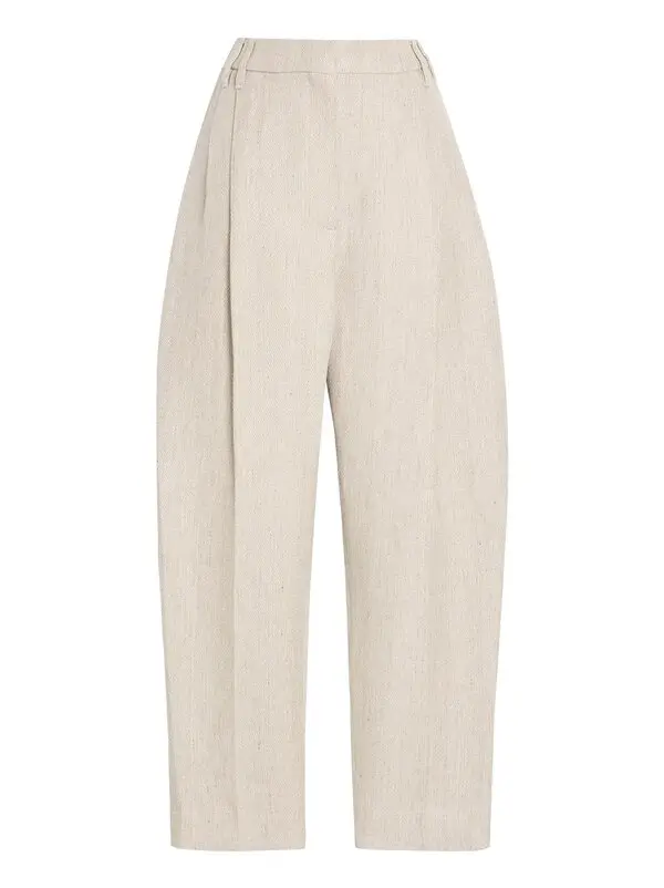 Brunello Cucinelli Pleated Linen-twill Tapered Pants - Beige