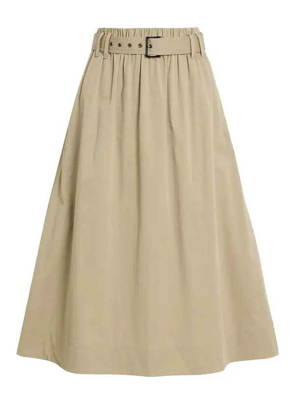 Brunello Cucinelli Cotton-blend Twill Midi Skirt - Sage Green