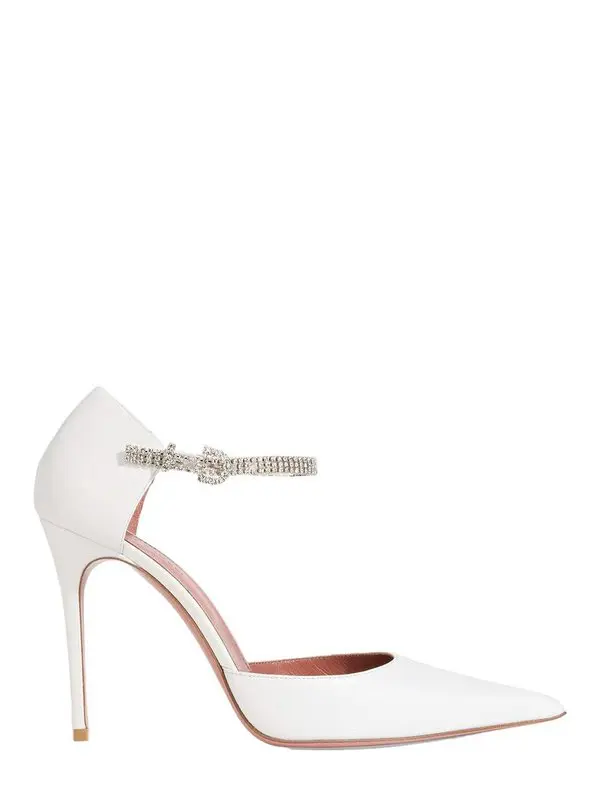 Amina Muaddi Ursina 105 Crystal-embellished Leather Pumps - White