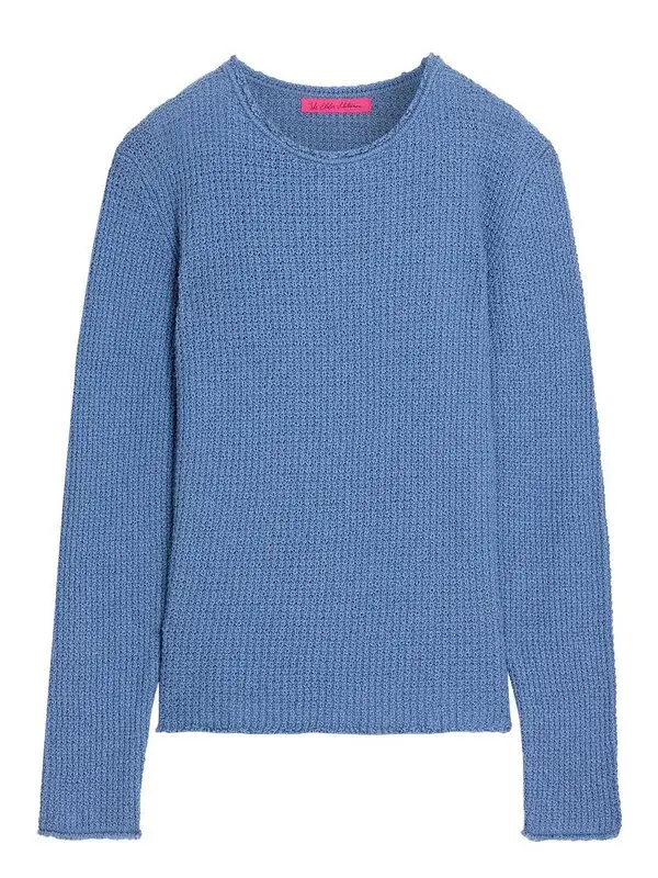 THE ELDER STATESMAN Nora Lite Bouclé-knit Cotton Sweater - Blue
