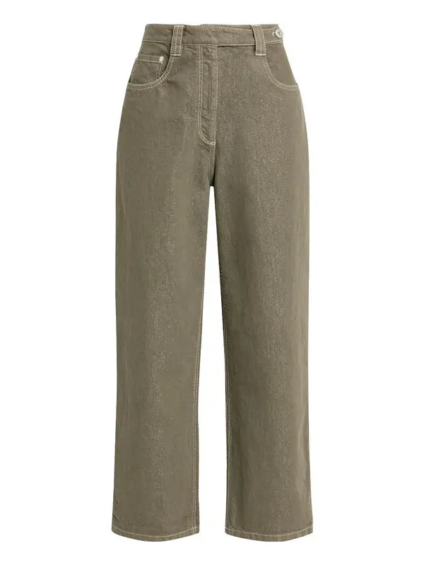 Brunello Cucinelli Metallic Wide-leg Jeans - Army Green