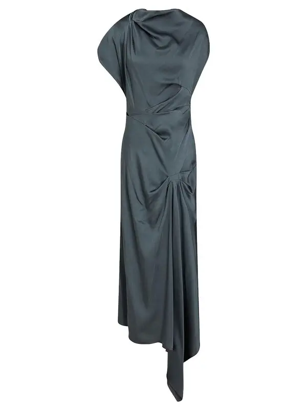Victoria Beckham Asymmetric Satin-crepe Maxi Dress - Anthracite