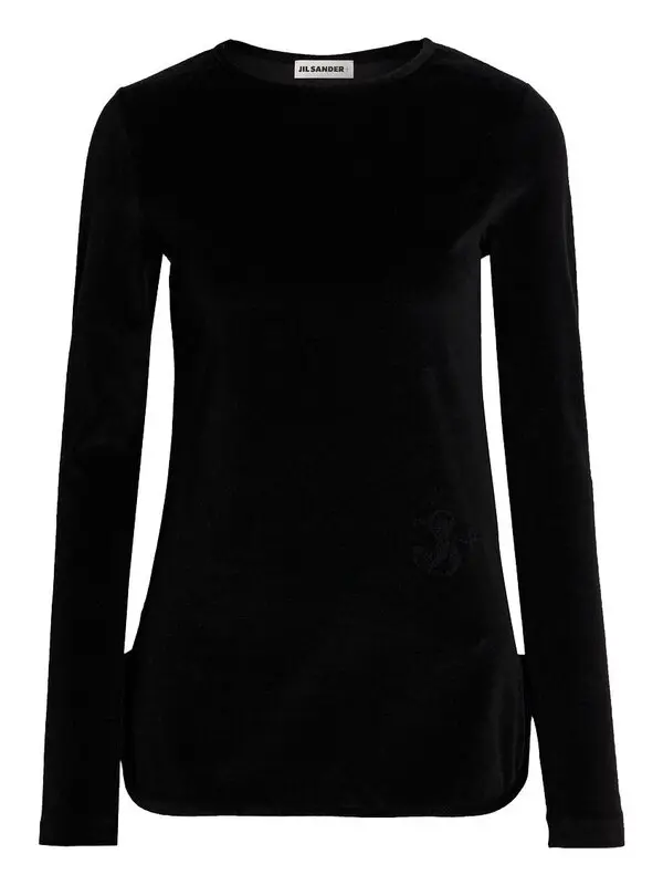 JIL SANDER Cotton-blend Velour Top - Black