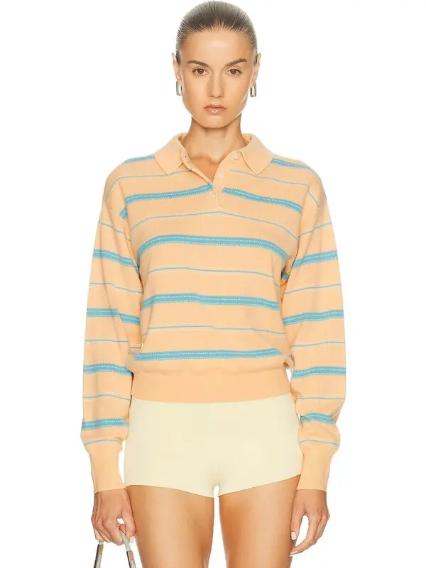 Guest In Residence Collegiate Stripe Polo Sweater - Sorbet Combo