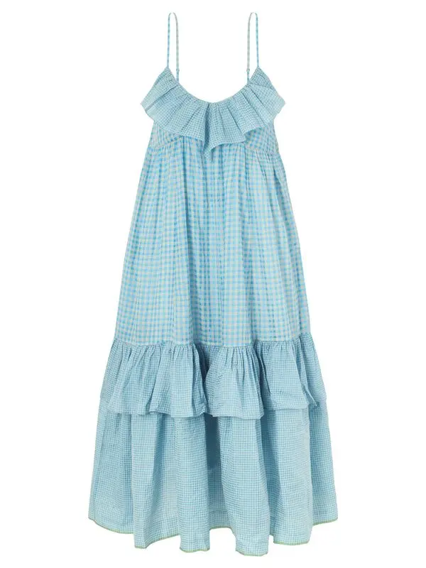 EKA Teek Ruffled Tiered Dress - Blue