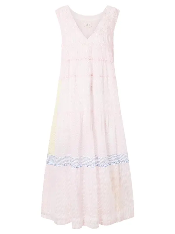 EKA Ember Tie-detailed Striped Cotton Silk Dress - Multi
