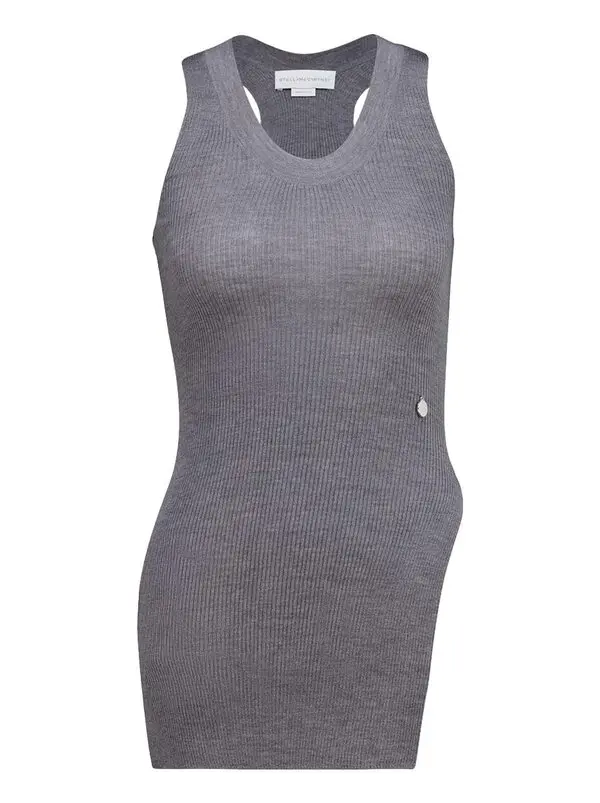 Stella McCartney Melange Lightweight Wool Round Neck Top - Grey