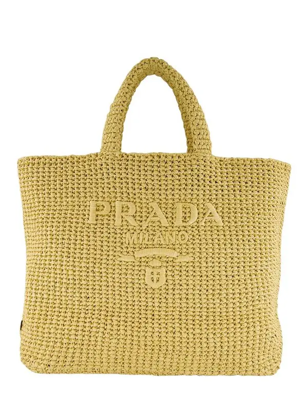 Prada Large Crochet Tote Bag - Beige