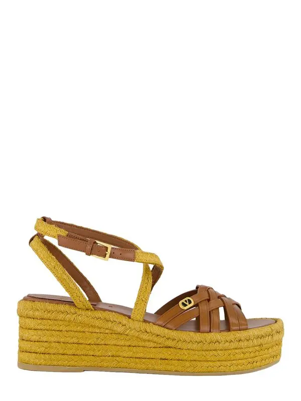 Valentino Garavani Leather Espadrille Sandals - Gold