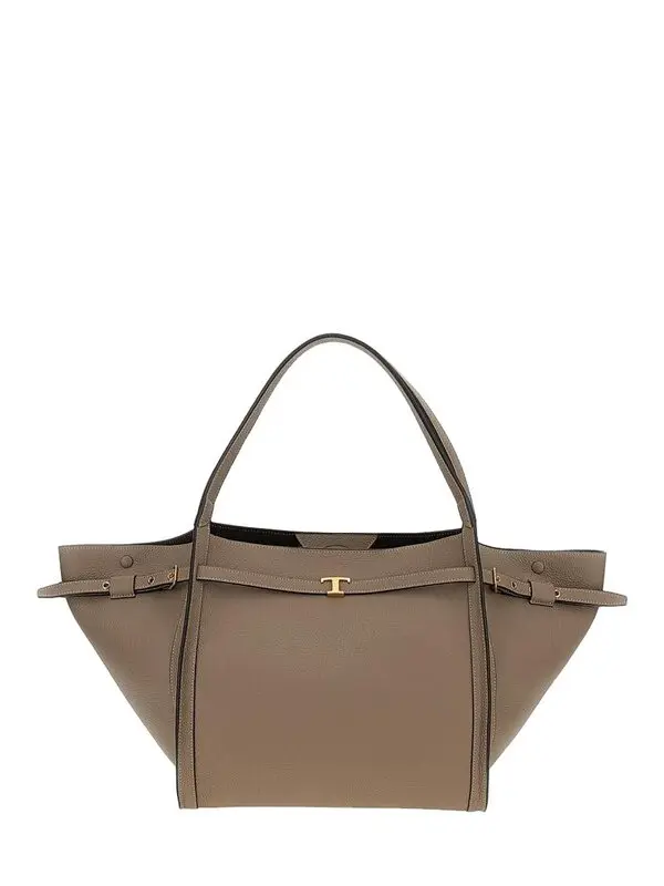 TOD'S Medium Leather Shopping Bag - Grey