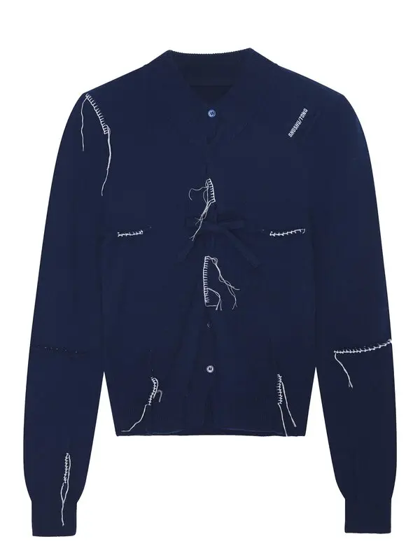 SHUSHU/TONG Top In Maglia Con Pieghe E Ricami - Blu