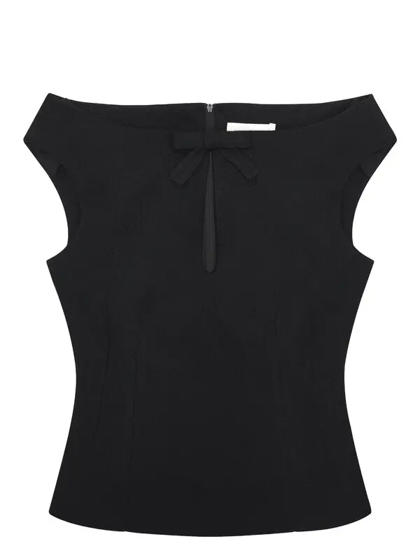 SHUSHU/TONG Cropped Top With Off-the-shoulder Neckline - Black