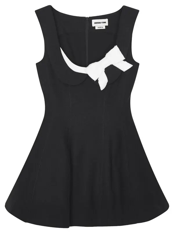 SHUSHU/TONG A-line Flared Dress With Bow - Black