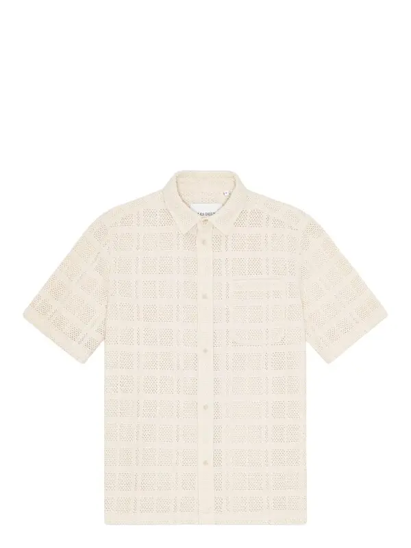 LES DEUX Charlie Cotton Broderie Anglaise Shirt - Beige