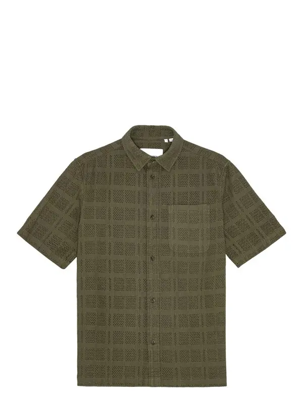 LES DEUX Charlie Broderie Anglaise Cotton Shirt - Green