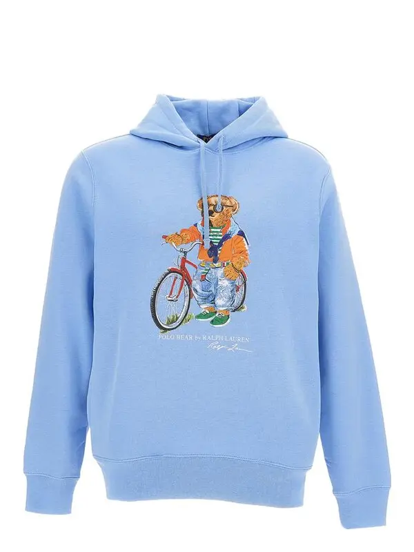 Polo Ralph Lauren Printed Cotton-blend Hoodie - Sky Blue