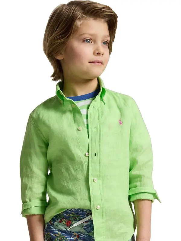 Ralph Lauren Linen Shirt - Collection Lime/pink