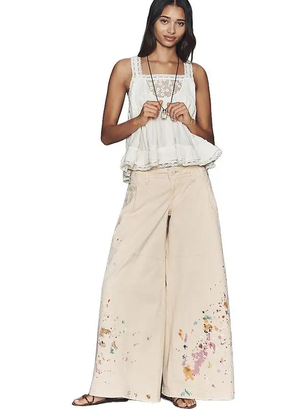 PILCRO Simona Palazzo Pants - Neutral Pattern