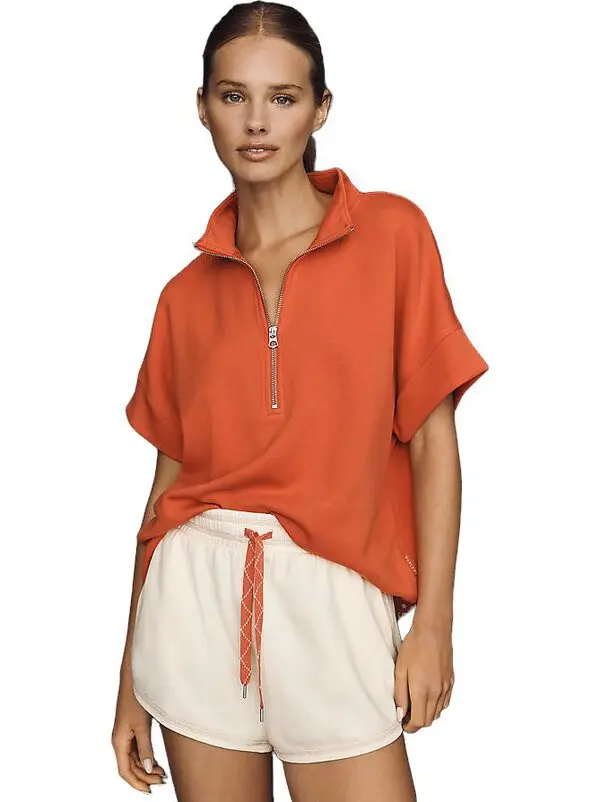 Varley Short-sleeve Zip-up Sweatshirt - Bright Red