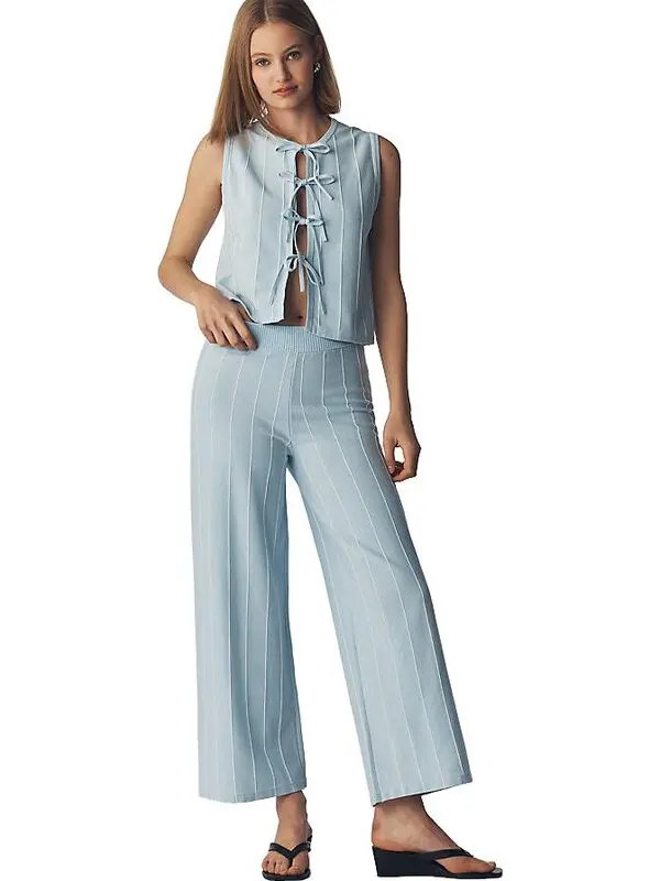 THE TINY BIG SISTER Striped Knit Pants - Blue Stripe