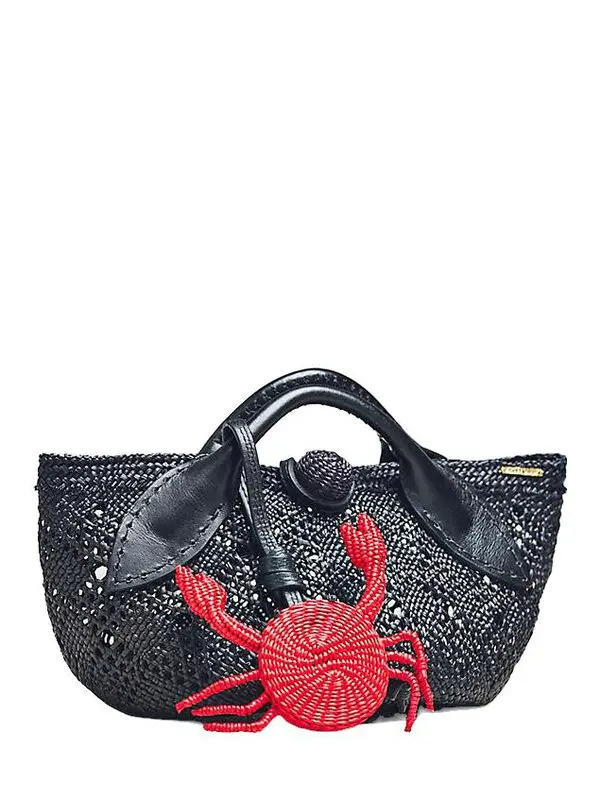 Mercedes Salazar Raffia Crab Bag - Black