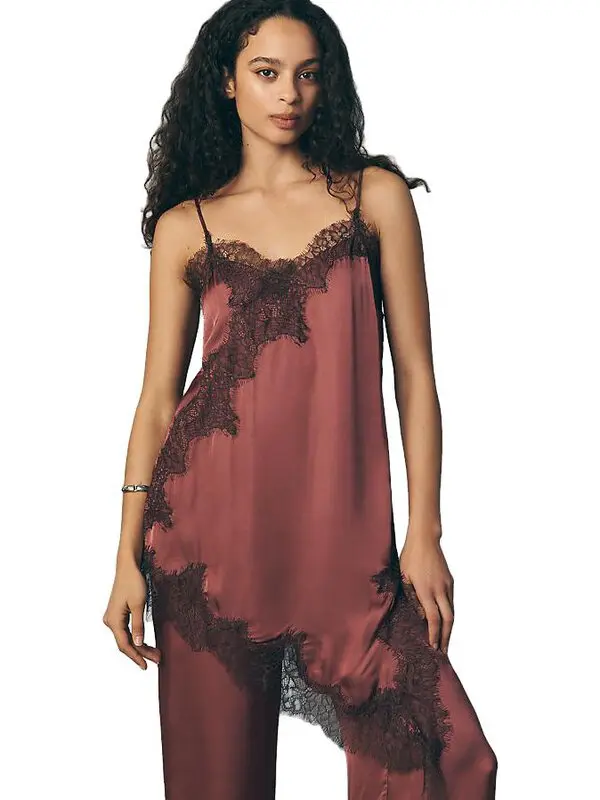 LYREBIRD Heirloom Lace Asymmetrical Camisole Top - Rouge
