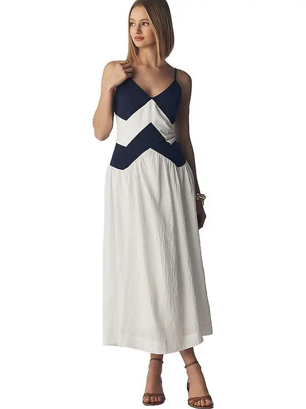 Maeve Sleeveless Twofer Midi Dress - Eclipse / Snow White