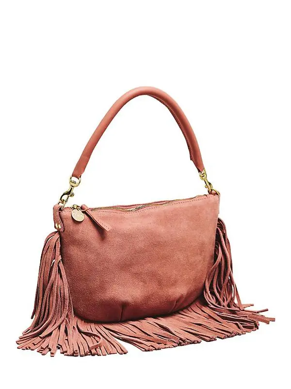 Clare V. Petit Moyen Fringe Shoulder Bag - Rose Clay