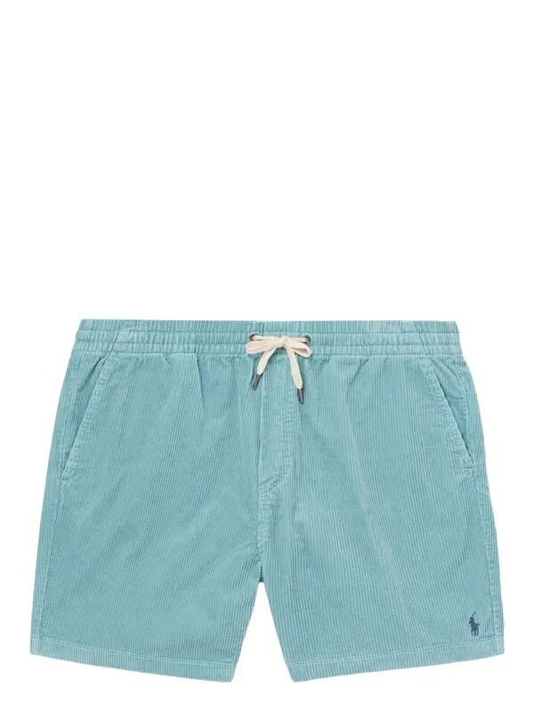 Polo Ralph Lauren Straight-leg Logo-embroidered Cotton-corduroy Drawstring Shorts - Blue