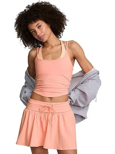Pink All-day Cotton™ Foldover Flirty Mini Skort - Orange