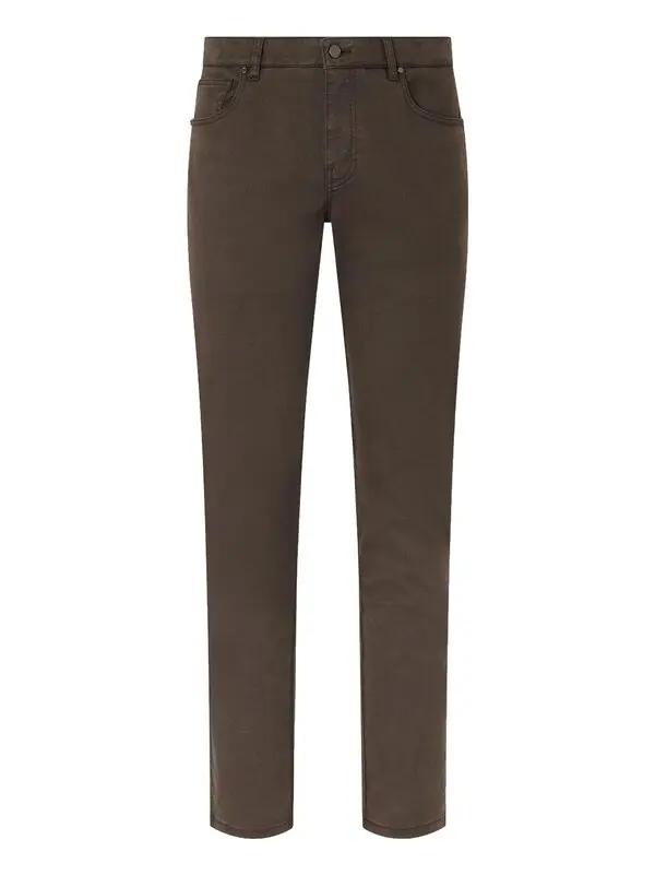 Purdey Slim-fit Straight-leg Cotton-blend Twill Trousers - Green