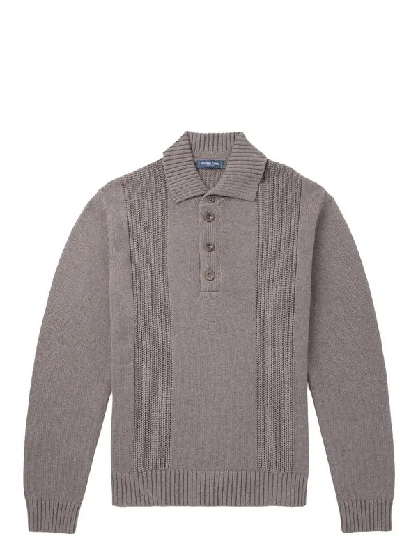 Frescobol Carioca Romano Cotton And Cashmere-blend Polo Sweater - Brown
