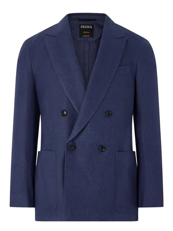 Zegna Linen, Wool And Silk-blend Blazer - Blue