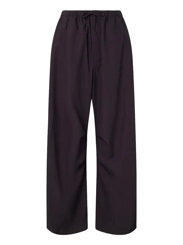 AMOMENTO Cotton Wide-leg Trousers - Black