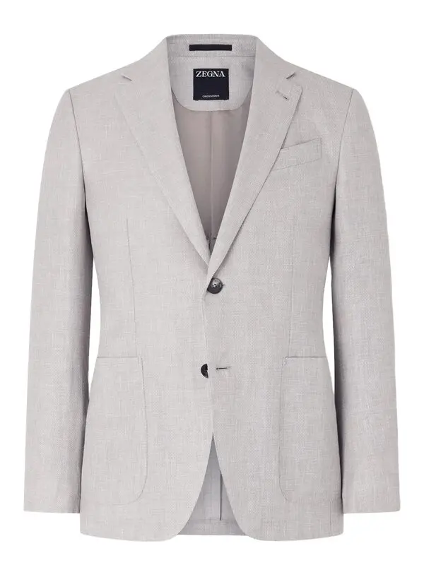 Zegna Wool, Linen, And Silk-blend Suit Jacket - Gray