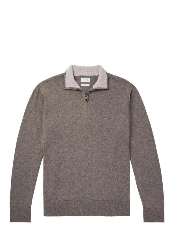 Hartford Wool And Cashmere-blend Half-zip Sweater - Brown